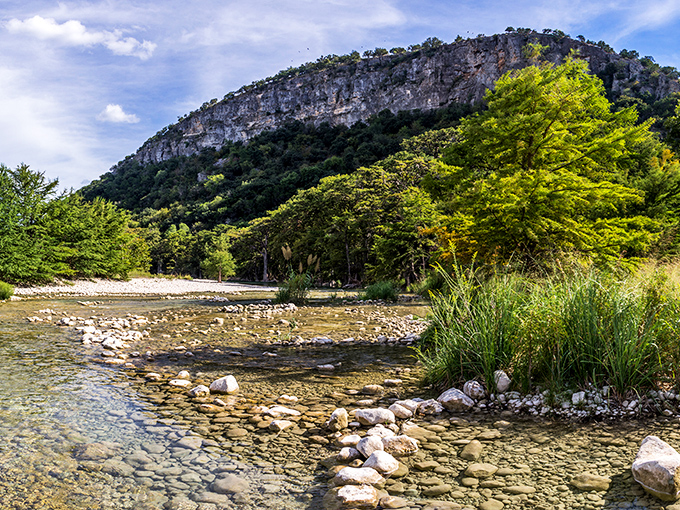 The Frio River's crystal-clear waters reveal every pebble beneath, like nature's own aquarium display without the admission fee.