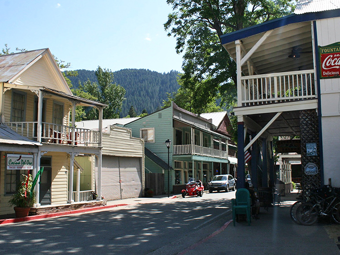 Downieville's main street looks like a movie set, but unlike Hollywood, the charm here is genuine and the parking is free.