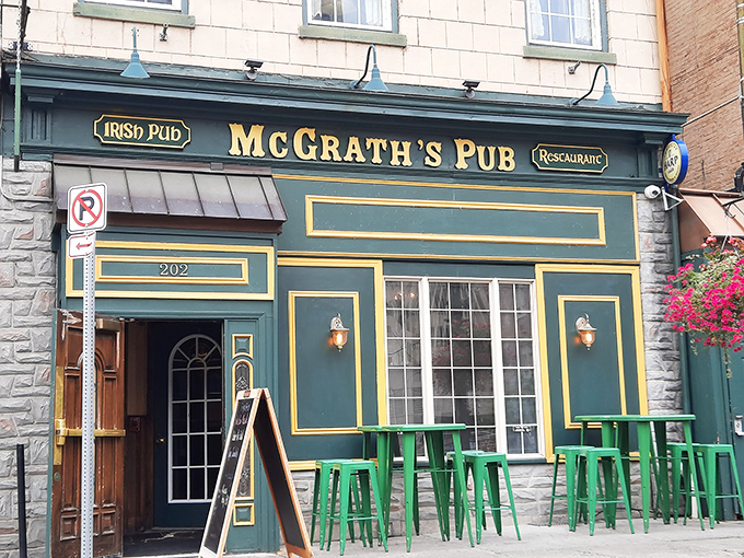 The emerald guardian of Harrisburg's culinary secrets stands proudly on Locust Street, its gold-trimmed facade promising authentic Irish comfort within.
