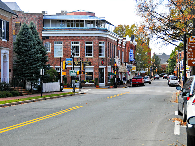 Downtown Easton's historic brick buildings stand like sentinels of small-town charm, where every storefront tells a story worth hearing.
