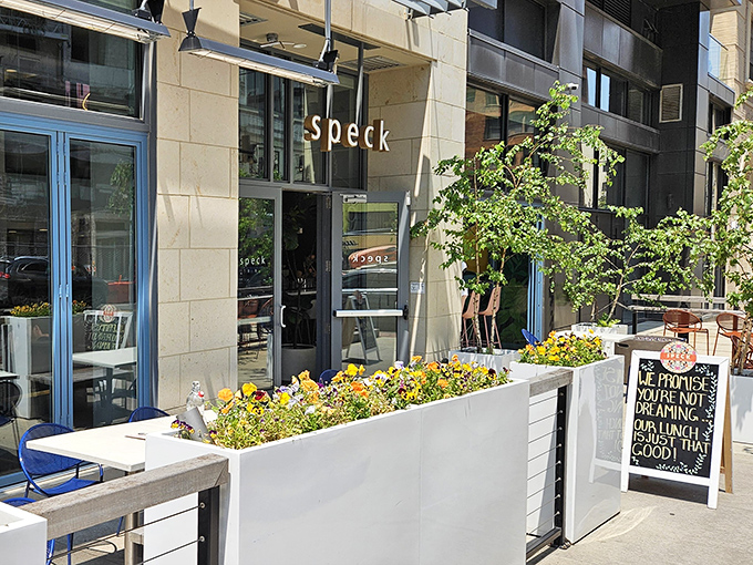 Speck's elegant exterior promises culinary magic within, where Italian dreams come true behind that unassuming downtown Columbus façade.