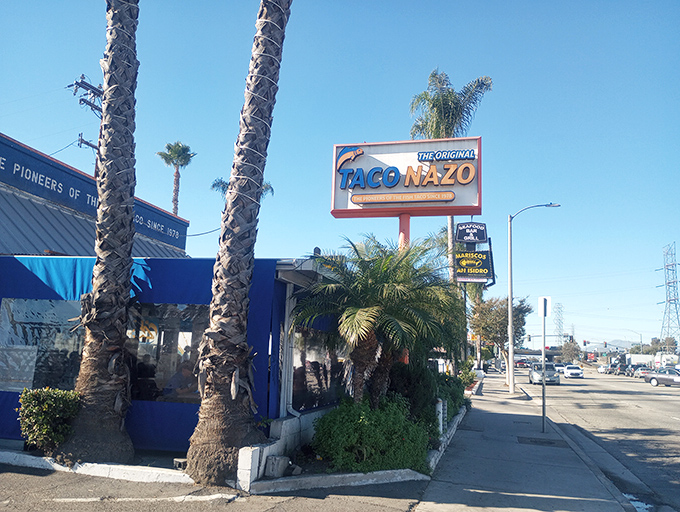 The blue-and-white beacon of Baja-style bliss stands proudly in La Puente, declaring itself "The Pioneers of the Fish Taco" &ndash; a title well-earned.