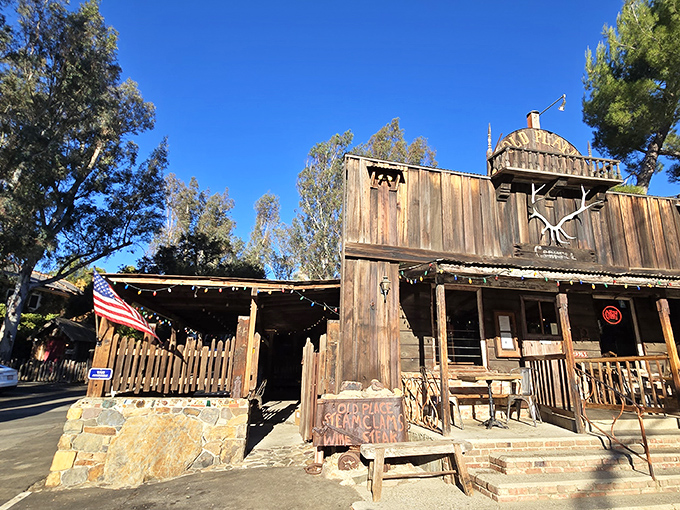 This weathered Western facade has been fooling GPS systems and delighting carnivores for decades in the Santa Monica Mountains.