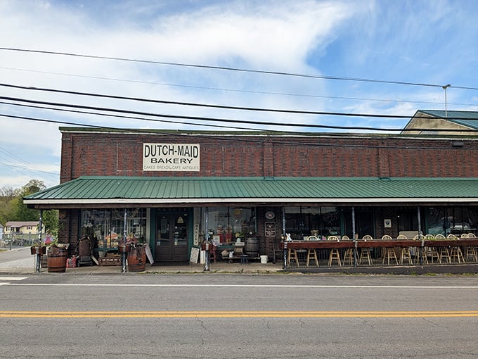 The charming storefront of Dutch Maid Bakery beckons with rustic barrels and vintage decor &ndash; like a time machine disguised as Tennessee's sweetest destination.