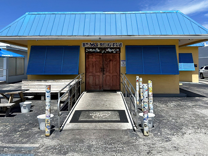 The unassuming yellow exterior with bright blue shutters is Florida's version of a treasure chest &ndash; inside lies burger gold instead of pirate booty.