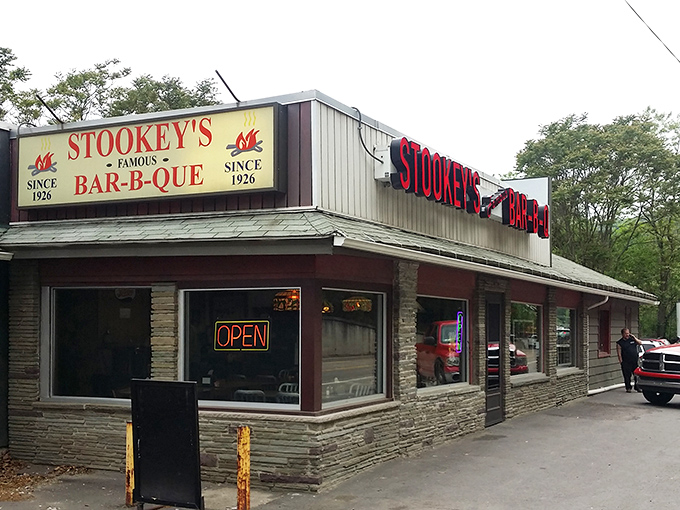 Since 1926, this unassuming stone building has been serving up Pennsylvania's best-kept barbecue secret. No fancy frills, just nearly a century of smoky perfection.