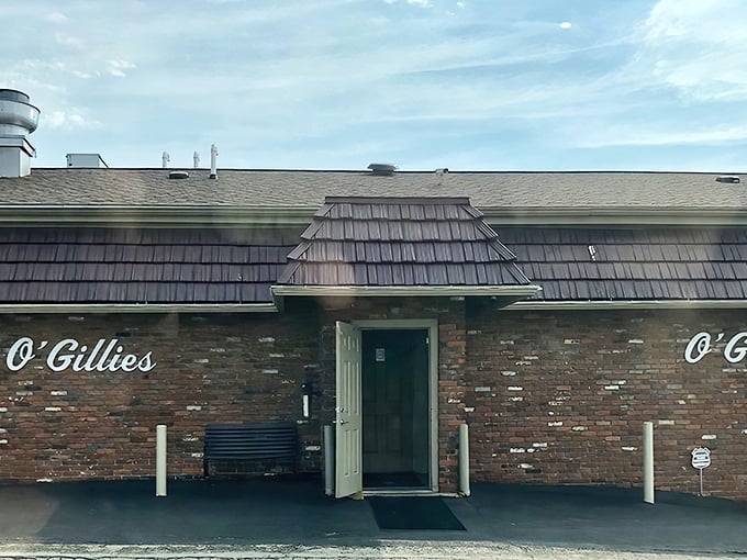 The unassuming brick exterior with its distinctive purple roof is like that quiet friend who turns out to be the life of the party.