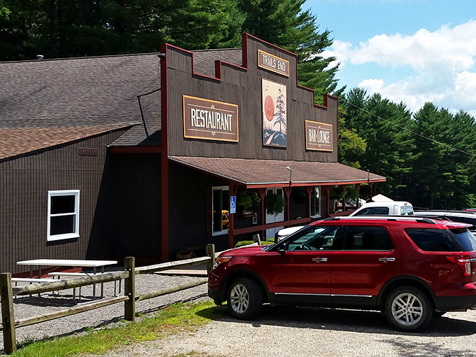 Trail's End Restaurant welcomes bikers and families alike with its rustic charm and legendary comfort food reputation.