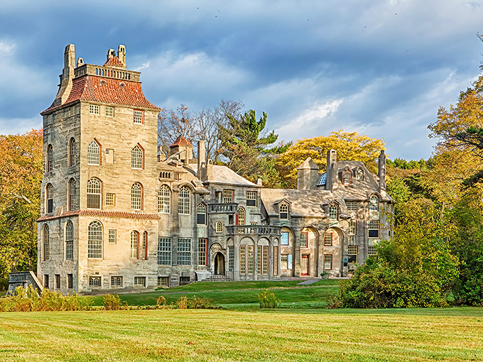 Golden hour transforms this concrete masterpiece into something from a storybook. Who needs European castles when Pennsylvania delivers this architectural plot twist?