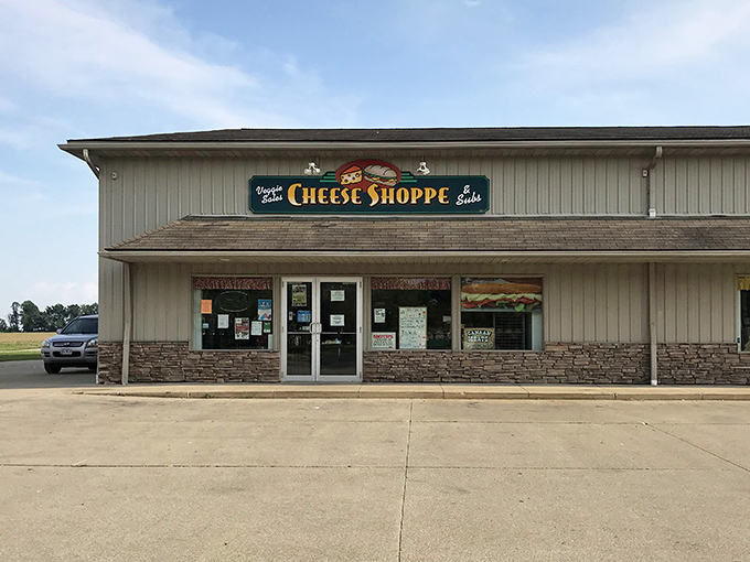 The unassuming exterior of the Cheese Shoppe in Apple Creek stands like a beacon of sandwich hope along the rural Ohio roadway.