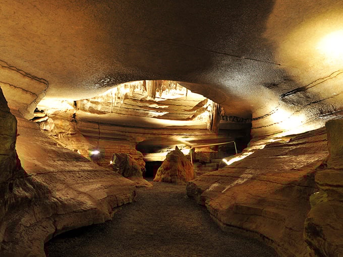 Nature's own wonderland? The formations inside Bluff Dwellers Cave create mirror-like patterns that double the visual magic of this underground marvel.