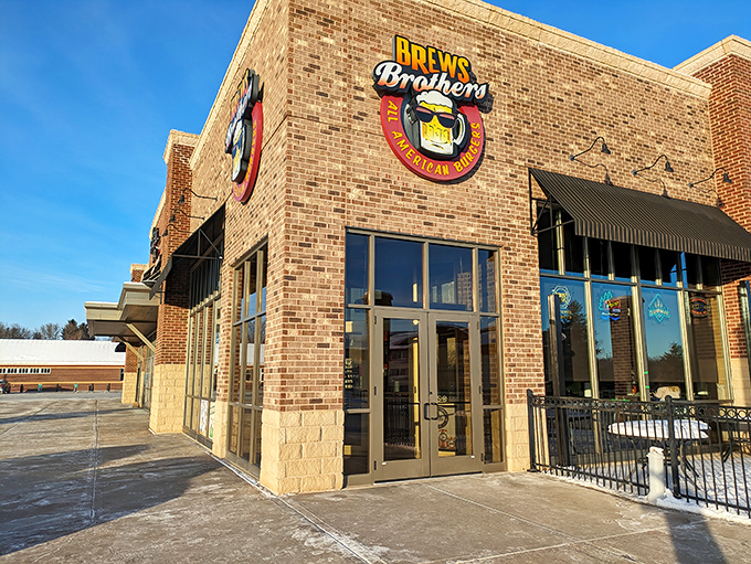 The brick exterior of Brews Brothers beckons like a beacon of burger bliss in Weston. Wisconsin's answer to burger paradise.