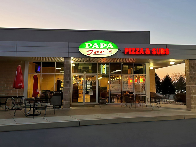 The classic red and green signage beckons like an old friend. Papa Joe's modest storefront proves great food doesn't need fancy packaging.