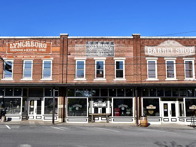 Lynchburg's historic downtown storefronts tell stories without saying a word. The Hardware & General Store, Jack Daniel's, and Barrel Shop create a living museum of American small-town commerce.