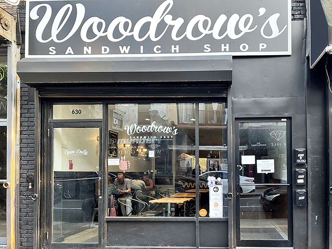 The unassuming storefront that houses sandwich greatness. Woodrow's sleek black exterior with crisp white lettering is Philadelphia's version of a culinary speakeasy.