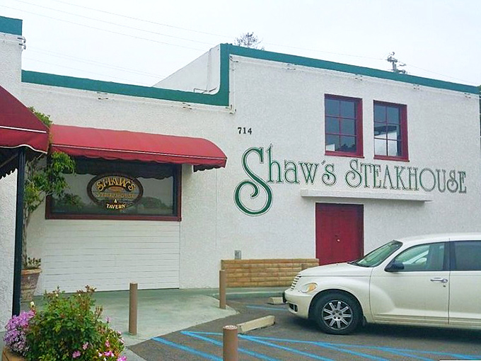 The classic white facade with that iconic red door isn't just an entrance&mdash;it's a portal to beef paradise. Santa Maria's culinary landmark stands ready to welcome hungry pilgrims.