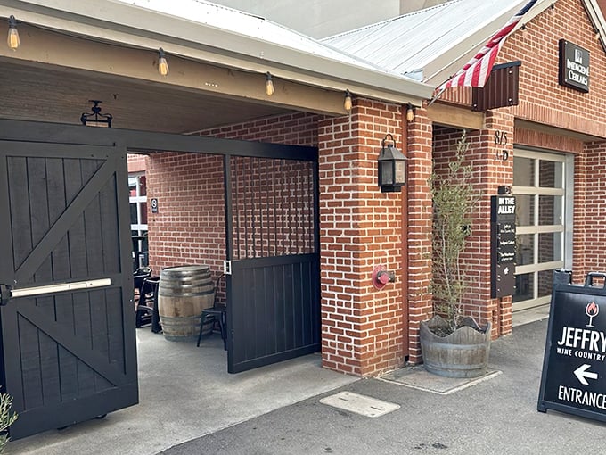 The brick-lined courtyard whispers promises of smoky treasures, where string lights dance above tables awaiting barbecue bliss.
