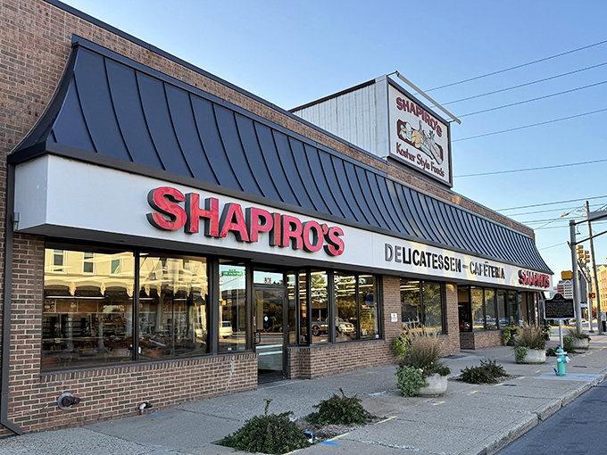 The iconic Shapiro's storefront stands proudly on Meridian Street, a brick-and-mortar testament to Indianapolis's deli heritage that beckons hungry visitors with its bold red lettering.