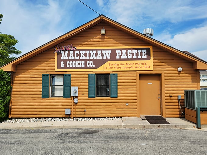 This cozy cabin exterior promises comfort food treasures inside &ndash; and boy, does it deliver on that promise.