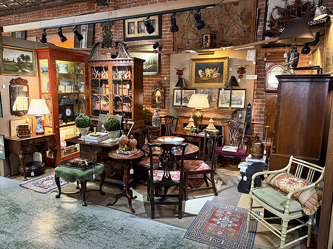 A living room time capsule where every piece tells a story. That green footstool has definitely seen some presidential debates from multiple centuries.