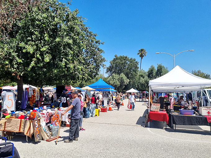 Under the California sun, treasure hunters navigate a maze of white tents, each one promising discoveries that big-box stores could never deliver.
