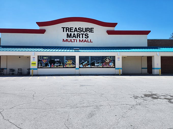 The unassuming exterior of Treasure Marts belies the wonderland within, like finding a pirate's chest disguised as an ordinary mailbox.