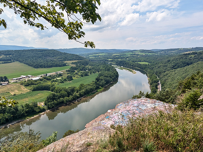 Mother Nature showing off her curves! The Susquehanna River winds gracefully below, creating Pennsylvania's answer to the Grand Canyon.