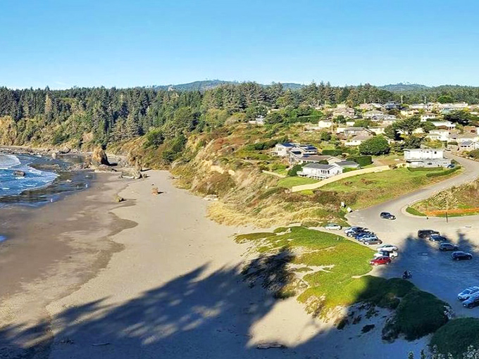 Nature's perfect balancing act: Trinidad's dramatic coastline where forest-covered bluffs meet golden sands and the endless Pacific. California coastal perfection without the crowds.