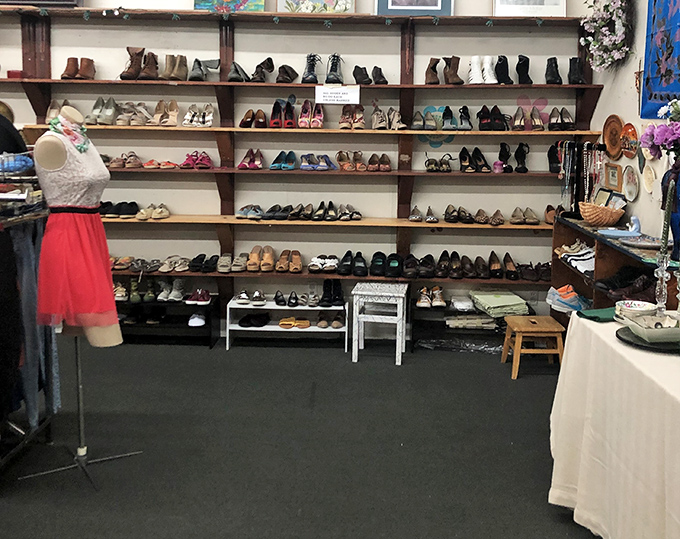 The shoe section at St. Vincent de Paul &ndash; where Cinderella could find her perfect pair without emptying her pumpkin carriage.
