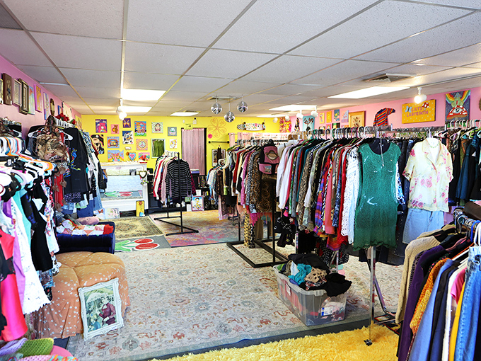 The unassuming storefront of Lily's Labyrinth beckons with its whimsical sign &ndash; proof that treasure hunting's greatest adventures often begin behind the most modest doors.