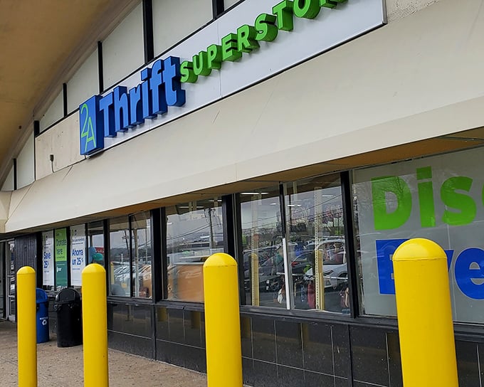 The blue and green sign beckons like a siren call to bargain hunters. 2nd Avenue Thrift Superstore isn't just shopping—it's an adventure waiting to happen.