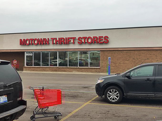 The storefront that launched a thousand treasure hunts, complete with those telltale red shopping carts of victory.