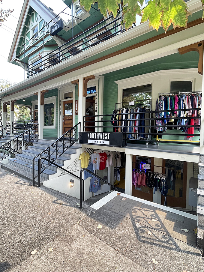 The mint-green Victorian that houses Northwest Union isn't just a building&mdash;it's a promise of treasure hunting adventures within Portland's vintage scene.