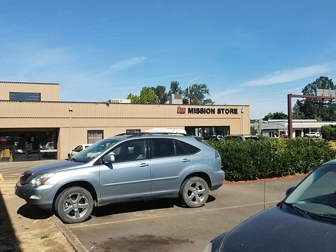 The unassuming exterior of Union Gospel Mission Store in Salem &ndash; where treasures hide behind a no-nonsense fa&ccedil;ade that says "bargains inside!"