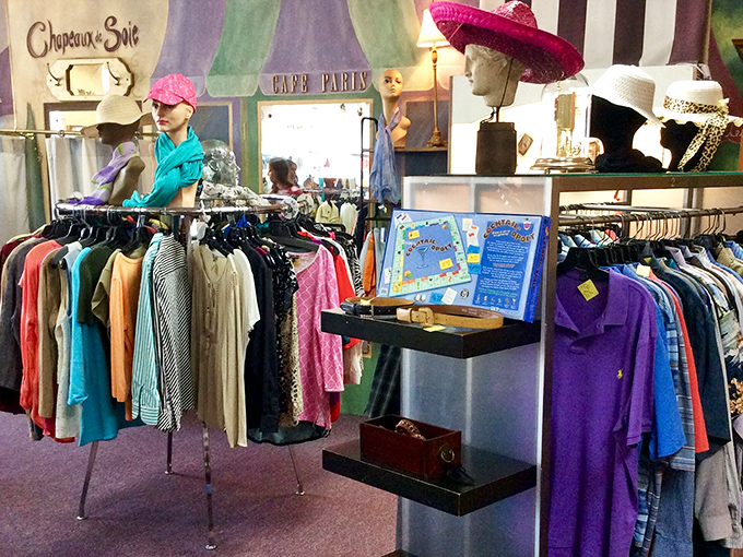 The unassuming storefront of Assistance League Thrift & Vintage beckons bargain hunters with promises of treasures waiting just beyond those glass doors.