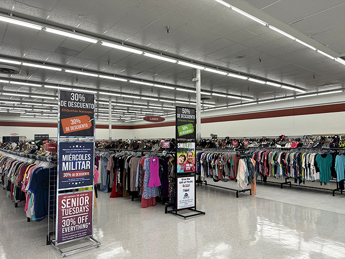 Senior Tuesday discounts and military savings make this cavernous space even more irresistible to bargain hunters.