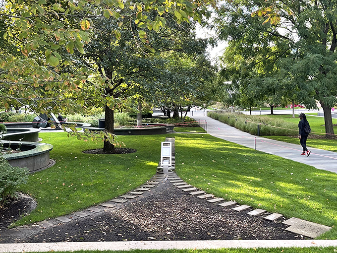Winding paths and whimsical sculptures create an urban oasis where skyscrapers and art coexist in perfect harmony. Downtown St. Louis never looked so magical.