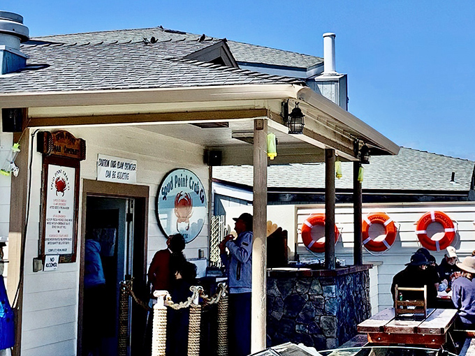 This weathered harbor gem looks like it sailed straight out of a maritime fairy tale.