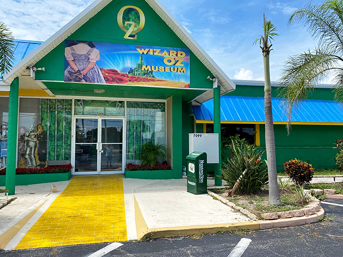 The emerald facade beckons with whimsy &ndash; complete with a yellow brick road that practically dares you not to skip toward the entrance.