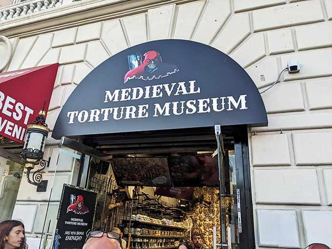 The unassuming storefront belies what awaits inside. Like finding a portal to the Dark Ages nestled between souvenir shops on a sunny Los Angeles street.