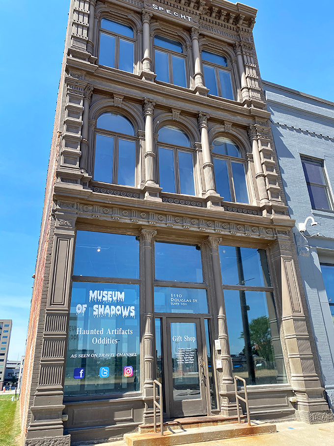 The historic Specht Building in downtown Omaha houses the Museum of Shadows, its ornate fa&ccedil;ade giving little hint of the eerie treasures within.