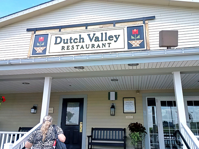 The welcoming porch of Dutch Valley Restaurant beckons like an old friend, promising comfort food that'll make your taste buds do a happy dance.