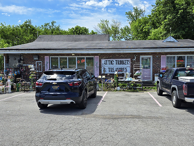 The unassuming brick exterior of Attic Trinkets & Treasures is like a treasure chest disguised as a mailbox&mdash;unremarkable until you peek inside.