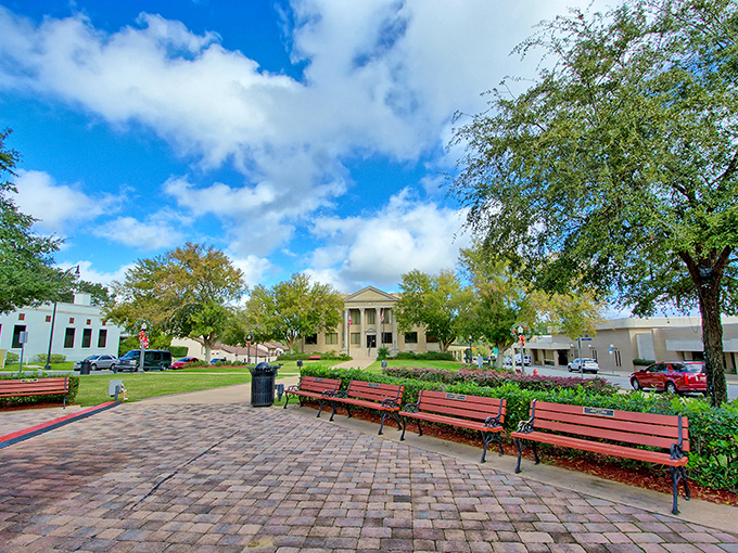 Leesburg's town square offers a moment of tranquility with its brick-paved paths and shaded benches&mdash;the perfect spot for people-watching or ice cream contemplation.