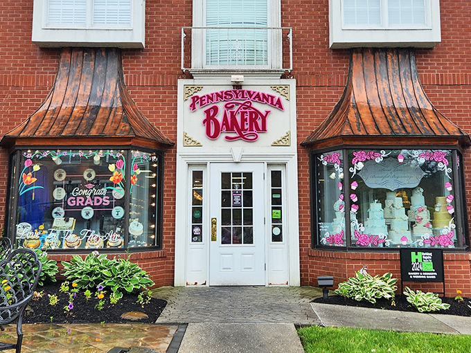 The iconic copper awnings and brick facade of The Pennsylvania Bakery stand as a sweet beacon in Camp Hill, welcoming sugar-seekers with seasonal window displays that promise delicious treasures inside.