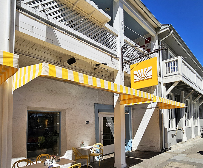 The cheerful yellow awning of Sunflower Caffé beckons like a culinary lighthouse on Sonoma's historic plaza. Wine Country charm with a side of sunshine.