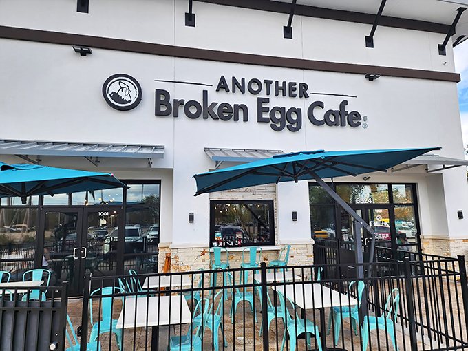 The bright white exterior with signature teal accents invites you in like a breakfast beacon on South Semoran Boulevard. Morning magic awaits!