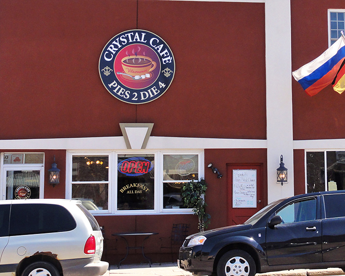 That circular sign isn't just decoration &ndash; it's a beacon of hope for hungry travelers seeking salvation through pastry.