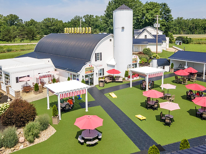 This barn-style building houses Ohio's sweetest secret, where cheese and chocolate dreams come true daily.