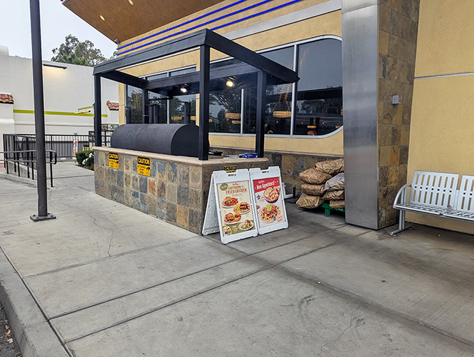 Richie's Diner catches the eye with its classic brick facade and welcoming entrance, inviting hungry travelers off California highways for a hearty meal.